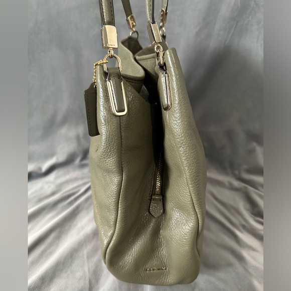 Coach | Bags | Coach Leather Shoulder Bag Green Olive Army Pebbled Soft ...